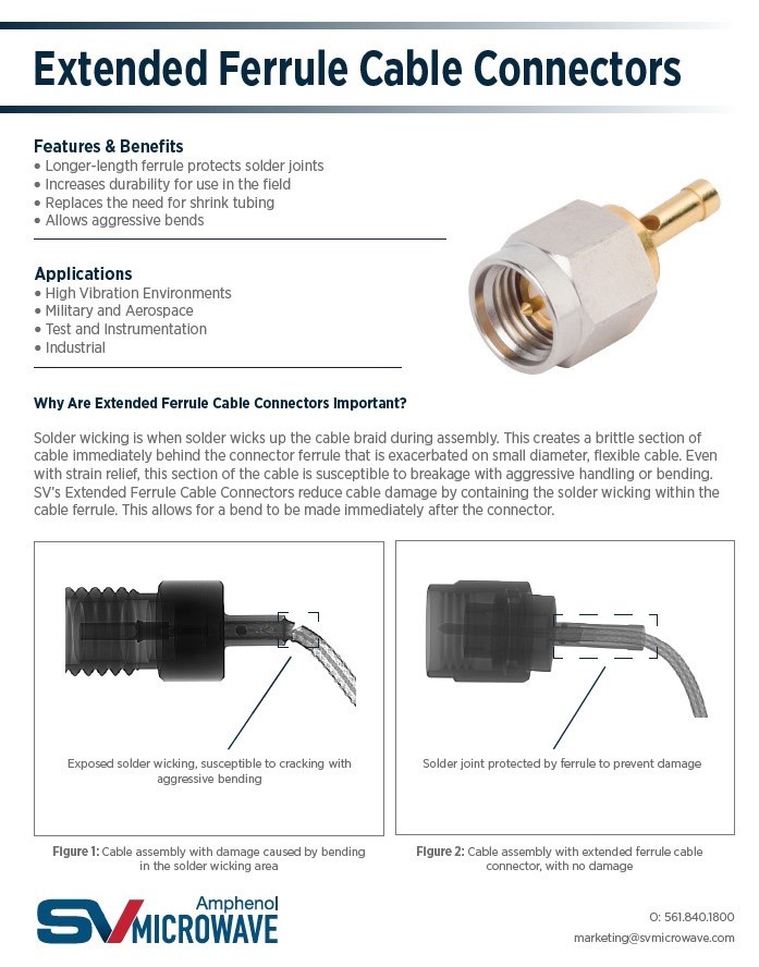 Extended Ferrule RF Cable Connectors | Ferrule Connectors | SV Microwave